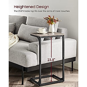 VASAGLE C-Shaped End Table, Side Table for Sofa, Couch Table with Metal Frame, Small TV Tray Table for Living Room, Bedroom, Greige and Black