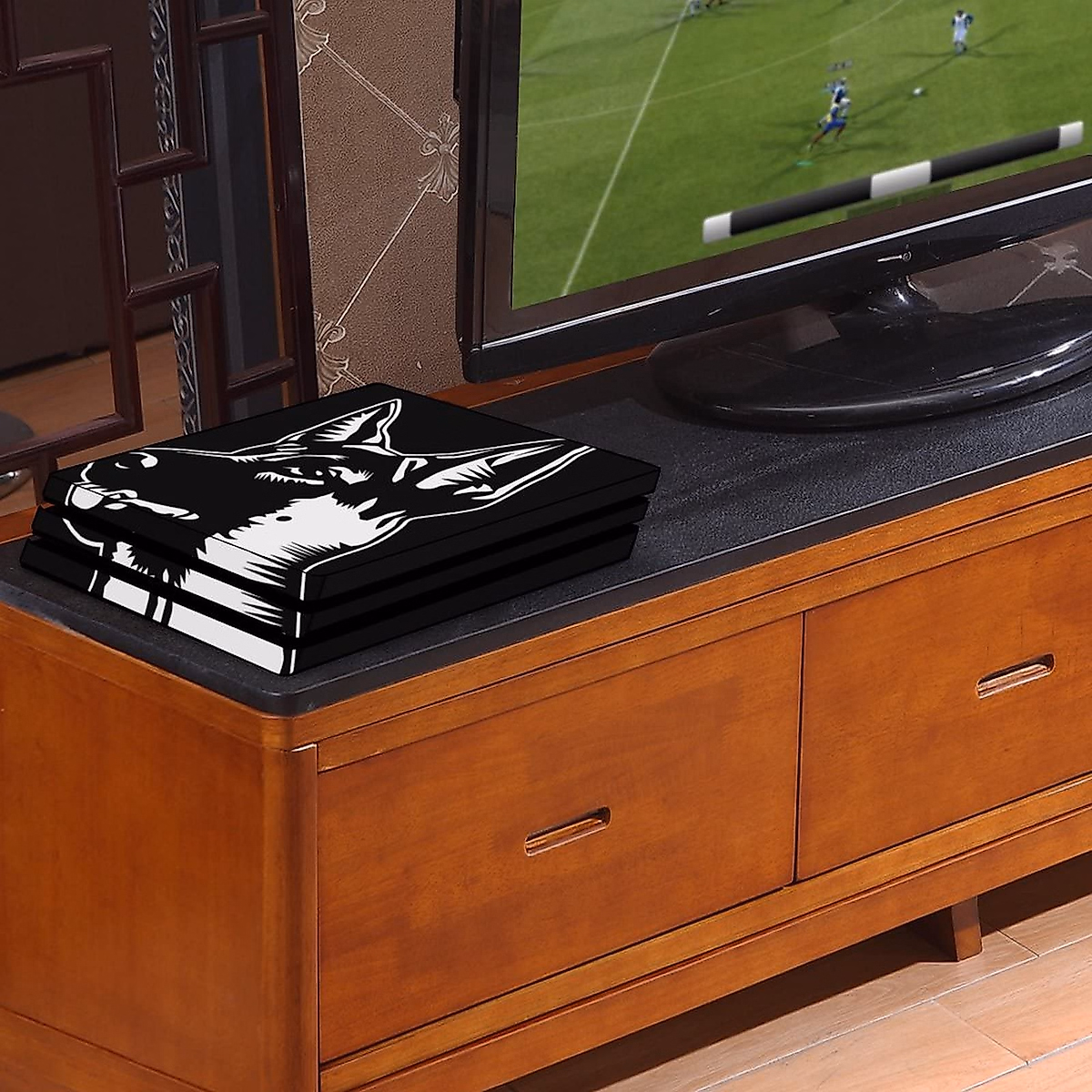 German Shepherd Head Decal Cover Sticker for PS-4 Slim PS-4 Pro Decal Sticker Compatible with PS-4 Controller Funny