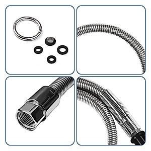 Commercial Sink Sprayer Valve with 45" Pre Rinse Hose, Pre Rinse Sprayer with Flexible Stainless Steel Hose Assembly for Commercial Kitchen Faucets, Black