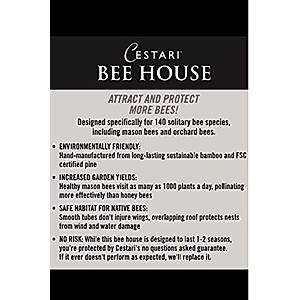 Rose Pink and Green Mason Bee House for The Garden Bundle - Lifetime Replacement Guarantee