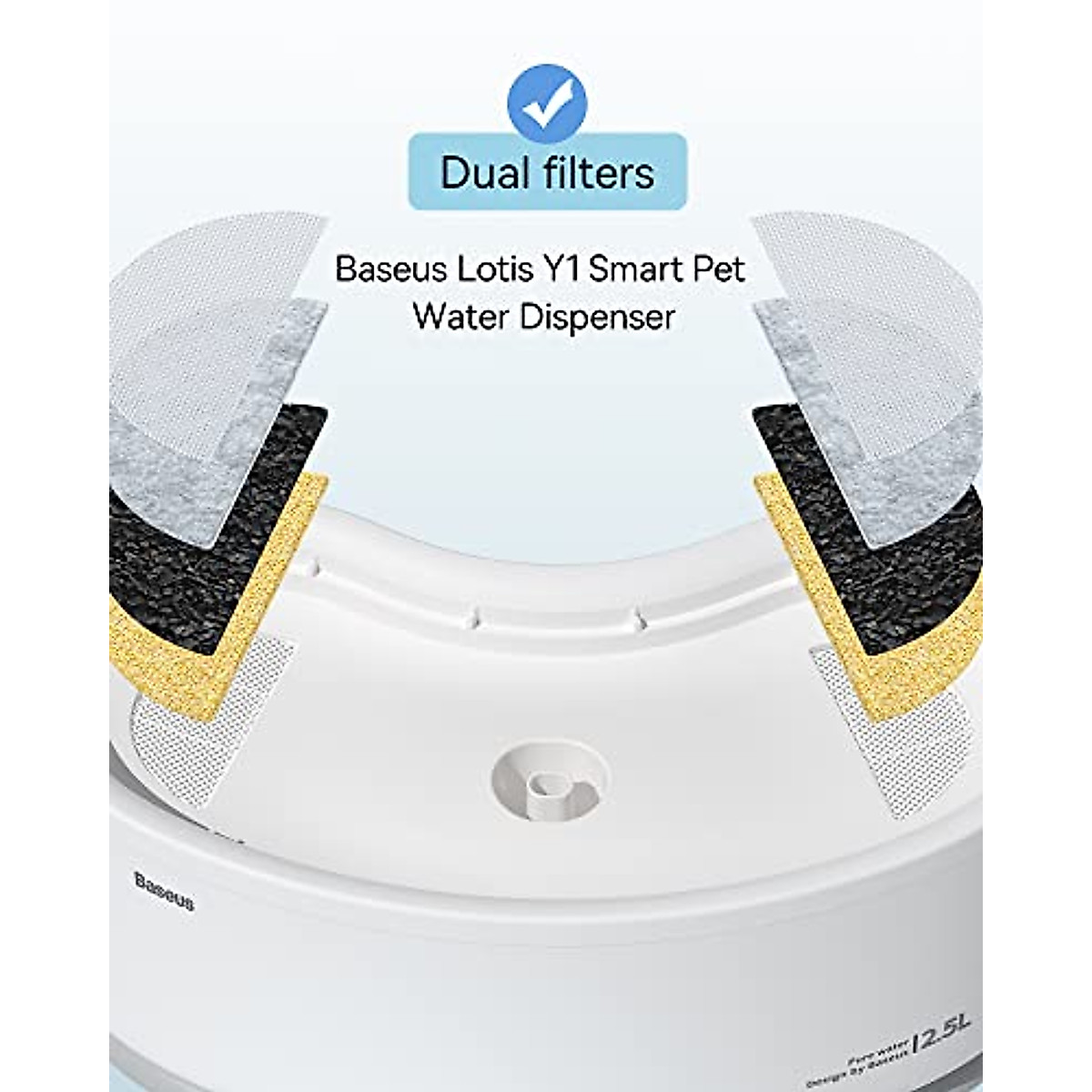 Baseus 8 Packs Replacement Filters for 2.5L Lotis Y1 Smart Cat Water Fountain Pet Water Dispenser