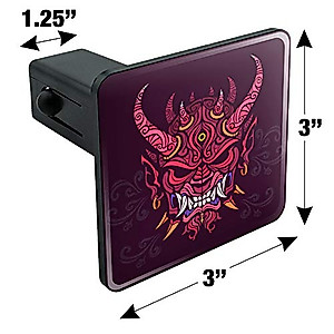 Japanese Horned Demon Mask Oni Tow Trailer Hitch Cover Plug Insert