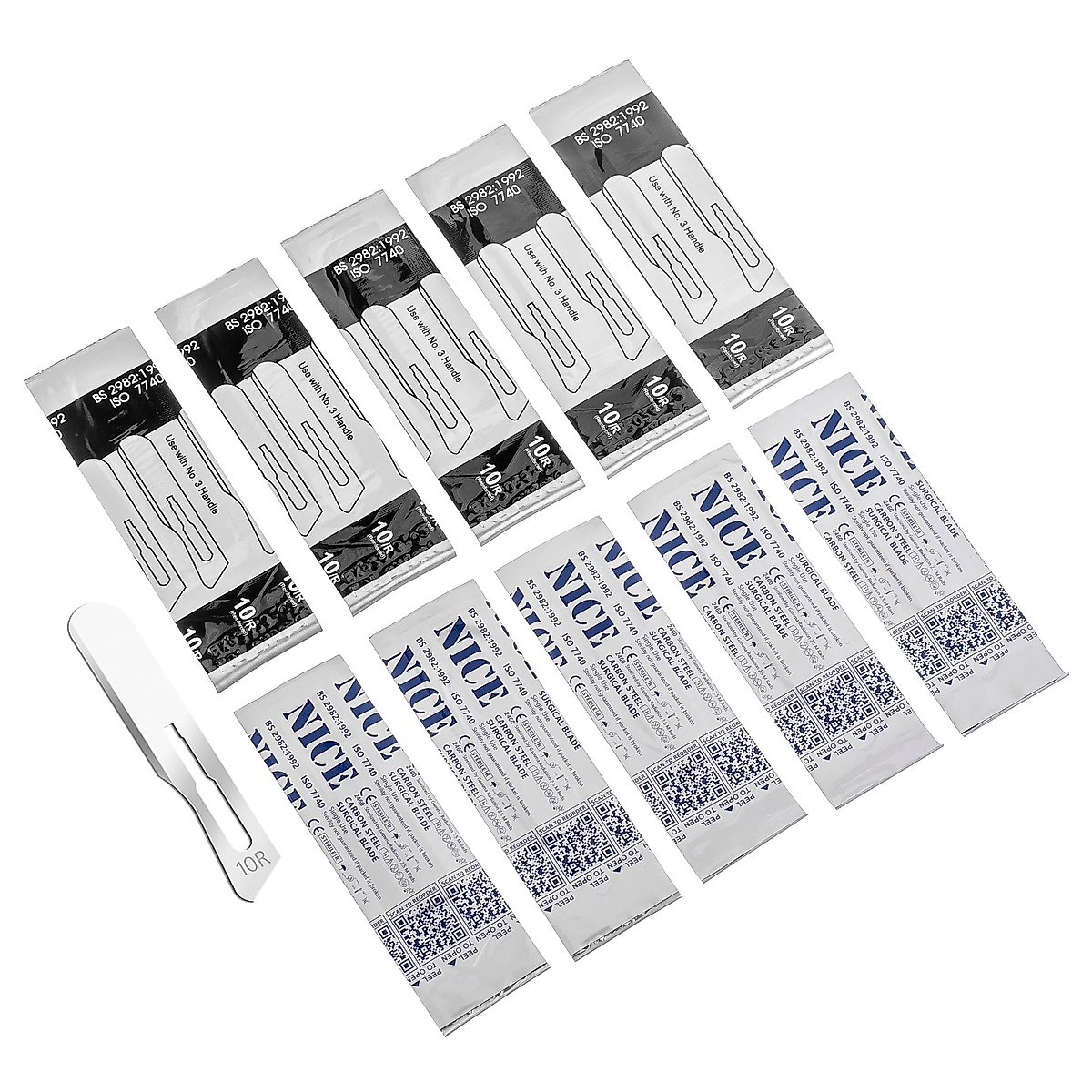 HALLMERS 10pcs 10R Carbon Steel Blade - Butter Blade Sterile Surgical Art Craft Sculpting Wax Cutting Dermaplaning Dermal Vellus Hair Precision Knife Exacto Hobby Scrapbooking Carving Stencil