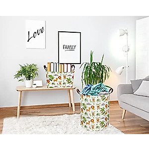 Essme Rectangular Baby Storage Basket,Green Basket,Nursery Storage Bin Organizer with Handles for Jungle Decor,Shelf Basket,Toy Box,Animal Basket.(Jungle animal)