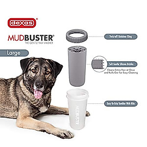 Dexas MudBuster Portable Dog Paw Washer/Paw Cleaner, Large, Light Gray