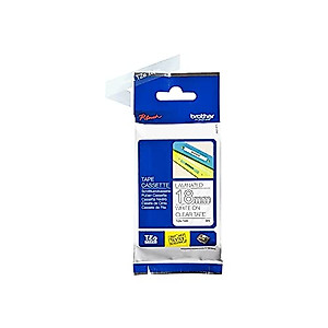 Brother Tze145 Tze Standard Adhesive Laminated Labeling Tape, 3/4-Inch W, White On Clear