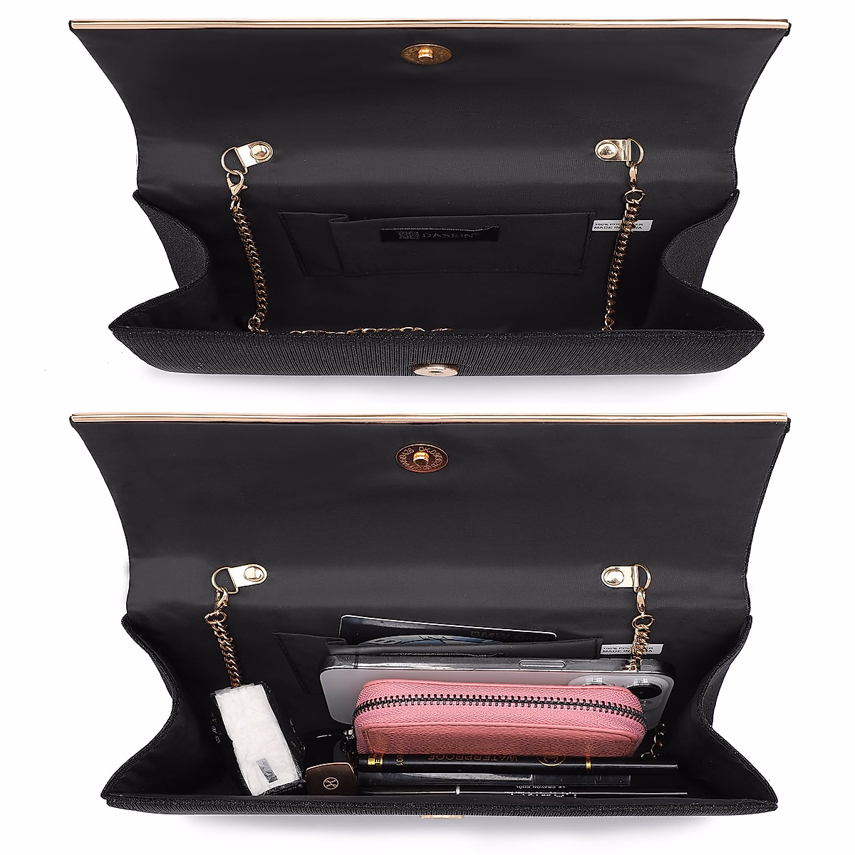 Dasein Women's Evening Bag Glitter Clutch Wedding Bridal Purse Sparkle Cocktail Party Prom Handbag (1-Black)