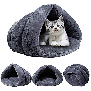 Beskie Pet Tent Cave Bed for Small Medium Cats Dogs Pets Sleeping Bag Thick Fleece Warm Slipper Dog Bed Cuddler Burrow House Hole Igloo Nest Cozy Triangle Bed for Cat Puppy