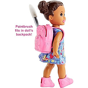 Barbie Careers Doll & Playset, Art Teacher Theme with Blonde Fashion Doll, 1 Small Doll, Color-Change Easel & Accessories