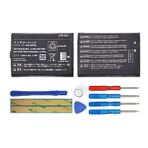Duotipa New CTR-003 battery Compatible with 3DS 2DS 2DS XL Game Console with Repair Tool Kit