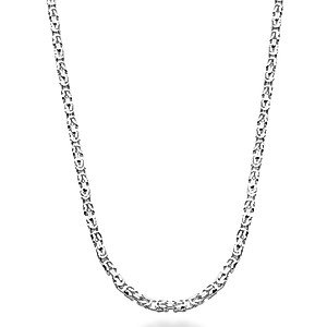 Miabella Solid 925 Sterling Silver Italian 3mm Square Byzantine Link Chain Necklace for Women Men, 925 Handmade in Italy (Length 20 Inches)