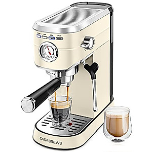 CASABREWS Espresso Machine 20 Bar, Espresso Maker with Milk Frother Steam Wand, Stainless Steel Espresso Coffee Machine with 34oz Removable Water Tank, Yellow