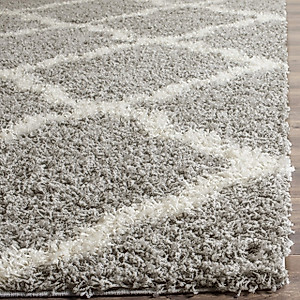 SAFAVIEH Dallas Shag Collection Area Rug - 8' x 10', Grey & Ivory, Trellis Design, Non-Shedding & Easy Care, 1.5-inch Thick Ideal for High Traffic Areas in Living Room, Bedroom (SGD257G)