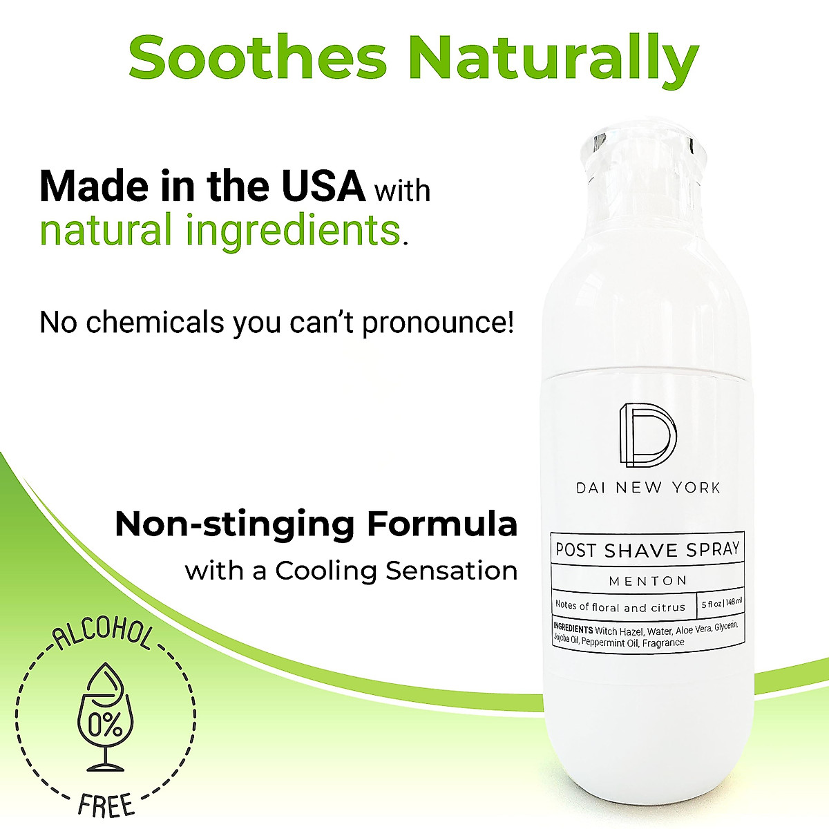 Dai New York Post Shave Spray, Natural Formula Alcohol-free After Shave Solution for Women and Men, 5 oz (Citrus Floral Sent)