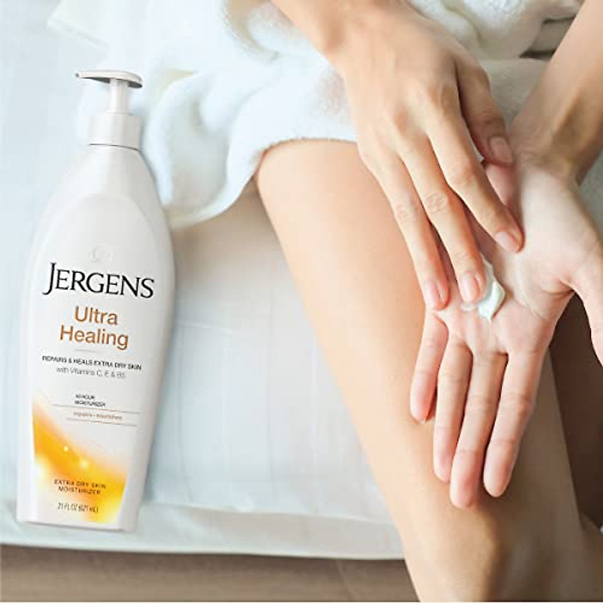 Jergens Ultra Healing Dry Skin Lotion, Hand and Body Moisturizer for Quick Absorption into Extra Dry Skin with Hydralucence Blend, Vitamins C, E and B5, White, 21 oz, Pack of 3