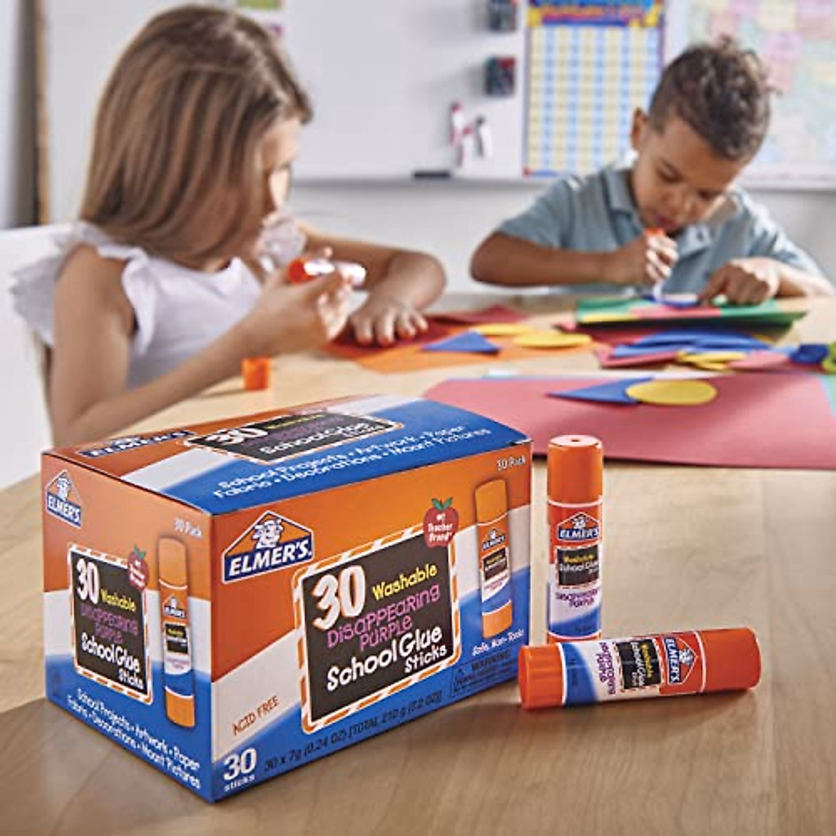 Elmer's Liquid School Glue, Clear, Washable, 1 Gallon - Great for Making Slime & Disappearing Purple School Glue Sticks, Washable, 7 Grams, 30 Count