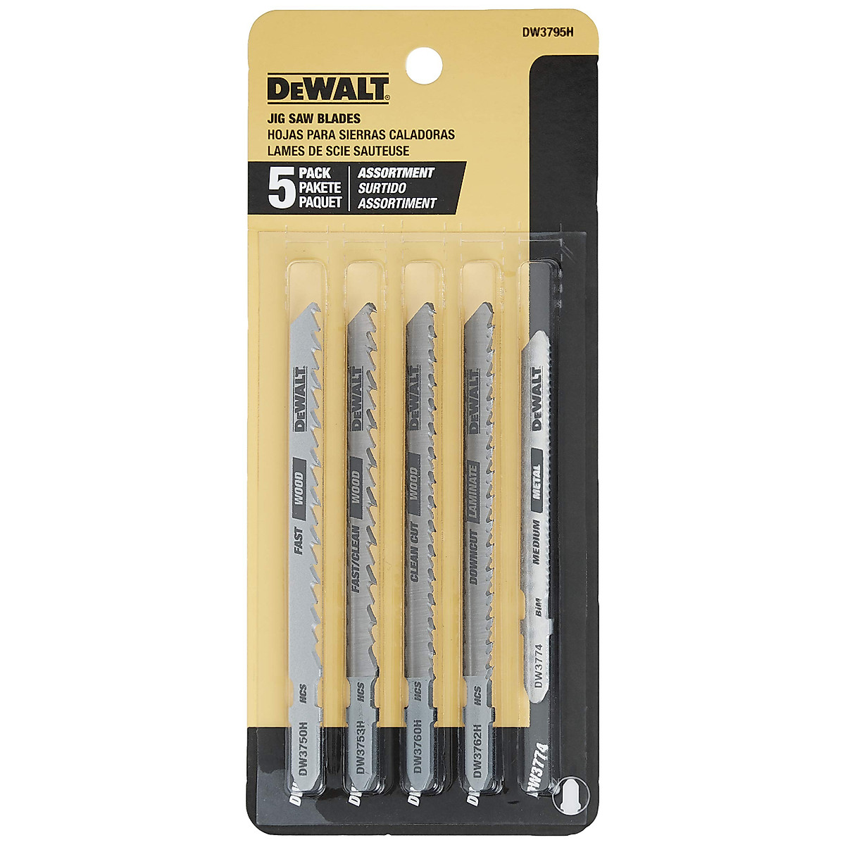 DEWALT Jigsaw Blades Set, T-Shank, 5-Piece (DW3795H)