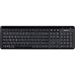 Amazon Basics 2.4GHz Wireless Keyboard Quiet and Compact US Layout (QWERTY), Black, Modern