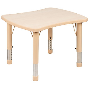 EMMA + OLIVER 21.875" W x 26.625" L Rectangle Natural Plastic Activity Table Set with 2 Chairs