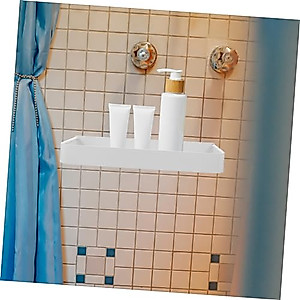 Beatifufu 1 Set Bathroom Shelf Kitchen Storage Rack Over The Toilet Shelf Wall-mounted Storage Mounted Sundries Organizer Towel Storage Stand Wall Mount Shelf Space Aluminum White