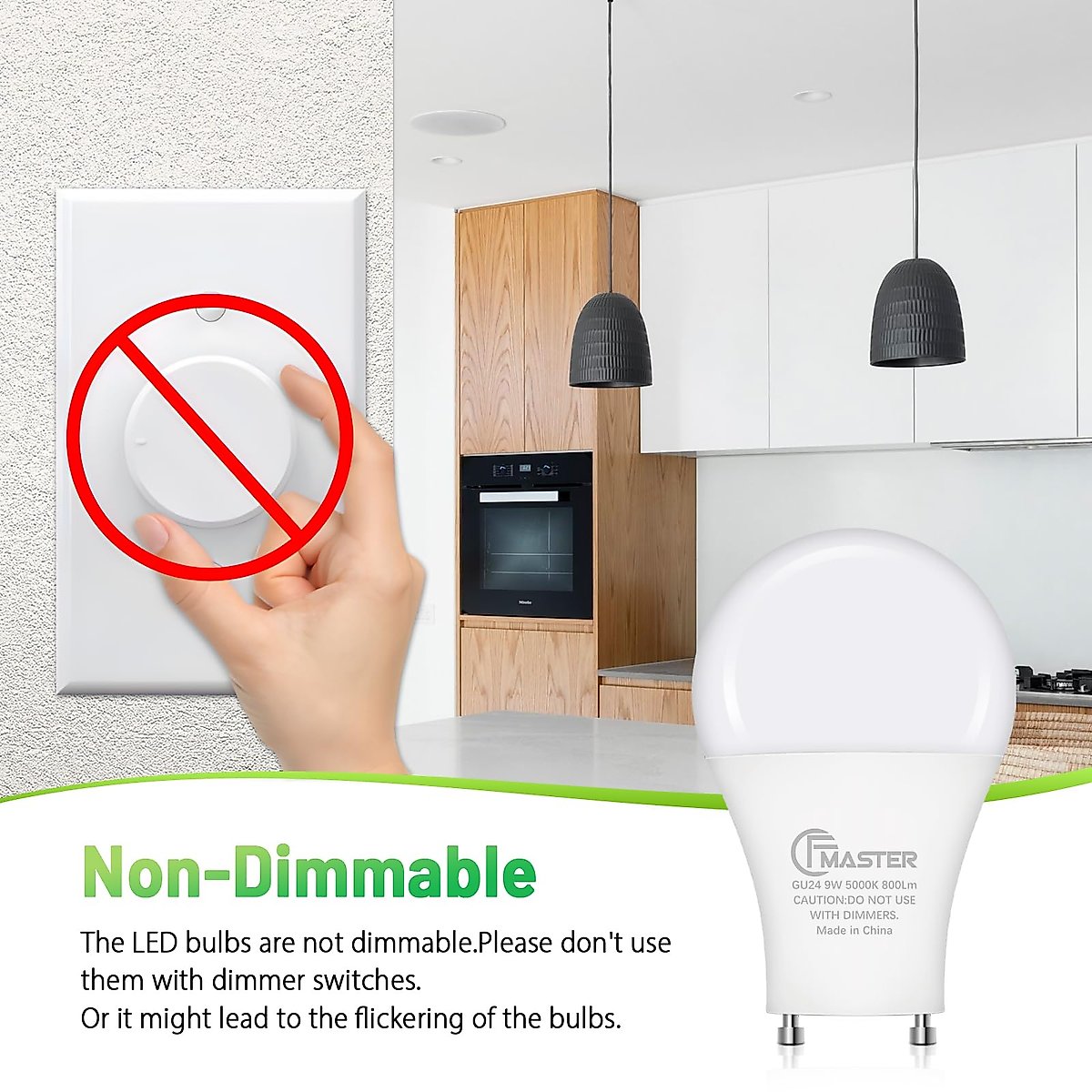 JIANGSILING GU24 Led Light Bulb, 9W(60W Equivalent), 5000K Daylight, A19 Shape GU24 Light Bulb, 800 Lumens GU24 Led Bulbs, CRI 85, Non-Dimmable ETL Listed(2-Pack)
