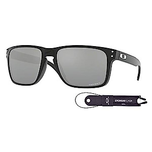Oakley Holbrook XL OO9417 941716 59M Polished Black/Prizm Black Sunglasses For Men+BUNDLE Accessory Leash Kit + BUNDLE with Designer iWear Care Kit