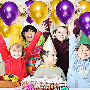 50PCS Purple Balloon Garland with Gold Confetti Balloons Kit, 12 Inch Premium Latex Balloons for Party Supplies, Great for Wedding Anniversary Baby Shower Birthday Festival Decorations