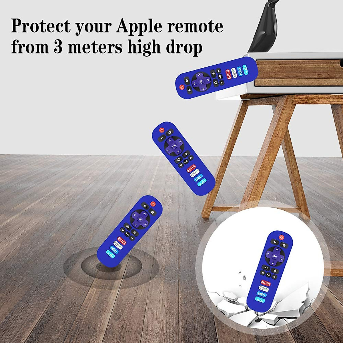 [4 Pack] Silicone Case for TCL Roku TV RC280 Remote, Protective Universal Replacement Lightweight/Shockproof TCL Roku TV Remote Cover with Lanyard (Glow Blue+Glow Green+Red+Blue)