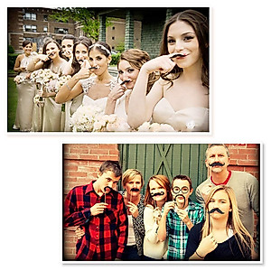 Party Props for Photo Booth Birthday Wedding Kids Adult Prom 58 Pcs, Rowae DIY Funny Costumes with Mustache on a Stick, Hats, Glasses, Mouth, Bowler, Bowties