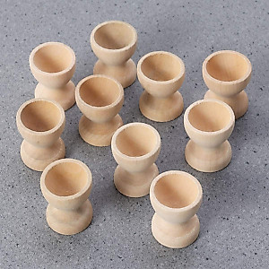 Toddmomy 10pcs Wooden Egg Cup Holders Wood Egg Stands Holders Displays Tabletop Storage for Abalone Shells Crystal Balls Christmas Thanksgiving Day Party Supplies 3.5cm