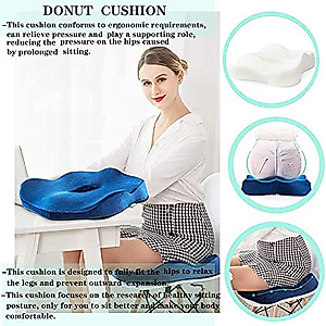 Seat Cushion for Office Chair - Completely Wraps The Hips - 100% Memory Foam Donut Cushion for Tailbone, Sciatica, Hemorrhoid, Coccyx Pain Relief - Perfect for Car, Wheelchair, Truck Drivers