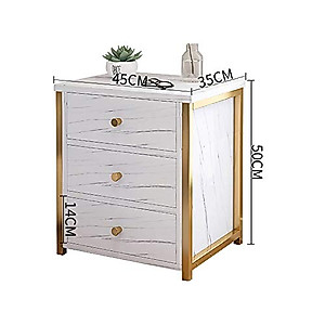 ZHAOLEI Bedside Table Nightstand Bedroom Furniture 3 Drawer Storage Bedside Cabinet MDF Board Marble Texture