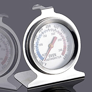 Cooking Thermometer, Dial BBQ Grill Cooker Oven Thermometer Frying Pan High Temperature Gauge Kitchen Baking Tool - Silver