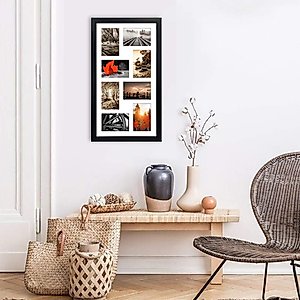 QUTREY 4x6 Black Collage Picture Frames Set of 2, 8 Openings Matted Collage Frame for 4x6 Pictures to Display 16 Multi Photos for Wall