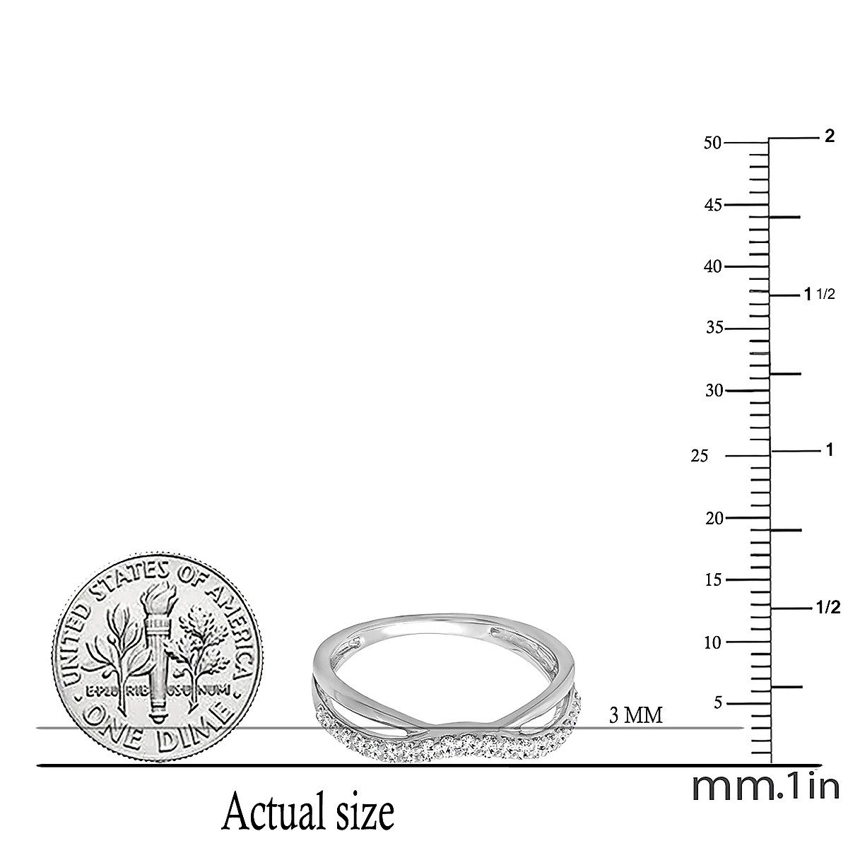 Dazzlingrock Collection 0.25 Carat (ctw) Round Lab Grown White Diamond Ladies Wedding Guard Contour Band 1/4 CT | 925 Sterling Silver, Size 7.5