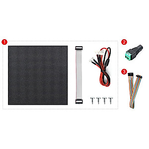 Coolwell RGB Full-Color LED Matrix Panel for Raspberry Pi and Ardui, 3mm Pitch, 64×64, 4096 Individual RGB LEDs, Brightness Adjustable