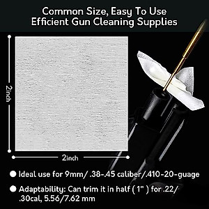 Gun Cleaning Cloth and Gun Cleaning Patches in Storage Box, 12"x12" Silicon Gun Cloth and 600pcs 2"x2" Gun Patches, Lint Free Gun Cleaning Supplies Fit for Most Firearms 9mm