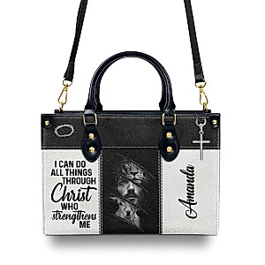 Jesuspirit Personalized Leather Bible Bags - Christian Gifts For Women - Church Bags, Bible Purse, Religious Bag - I Can Do All Things - Christian Bags, Jesus Stuff For Women Medium Size