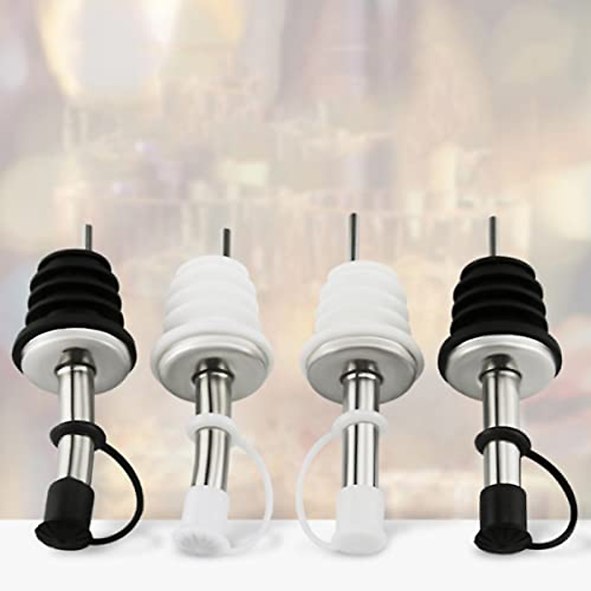 BESTonZON 8pcs Stainless Cover Bottles Pourers Liquor Syrup Pours for or Xmas Bottle Covers with Supplies Wine Steel Caps Pour Festive Vinegar Oil Siamese Spout Cork Spouts Design