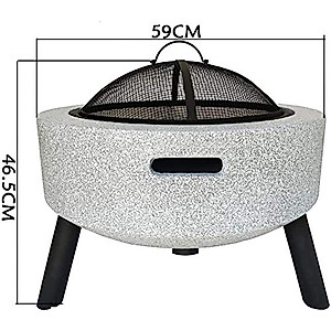 LEAYAN Garden Fire Pit Portable Grill Barbecue Rack Outdoor Fire Pits Fire Bowl, Magnesia Barbecue Grill, for Outdoor Garden Fire Pit Heating/Barbecuing, Garden Terrace for Camping Backyard, White