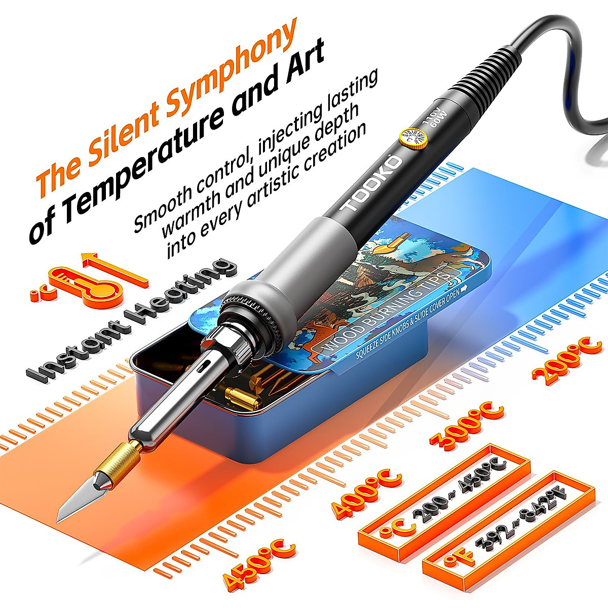 96pcs Wood Burning Kit, Professional Wood Burner Pen Tool, Creative Tool Set Adjustable Temperature WoodBurner for Embossing/Carving,Suitable for Beginners,Adults