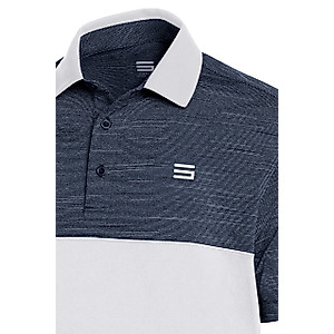 Three Sixty Six Quick Dry Golf Shirts for Men - Moisture Wicking Short-Sleeve Casual Polo Shirt Nautical Navy