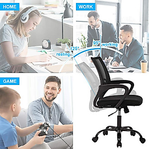 Ergonomic Office Chair,Mid Back Home Office Chair Mesh Office Chair with Lumbar Support Adjustable Computer Chair Task Rolling Swivel Chair Pink Desk Chair with Arms for Working,Meeting