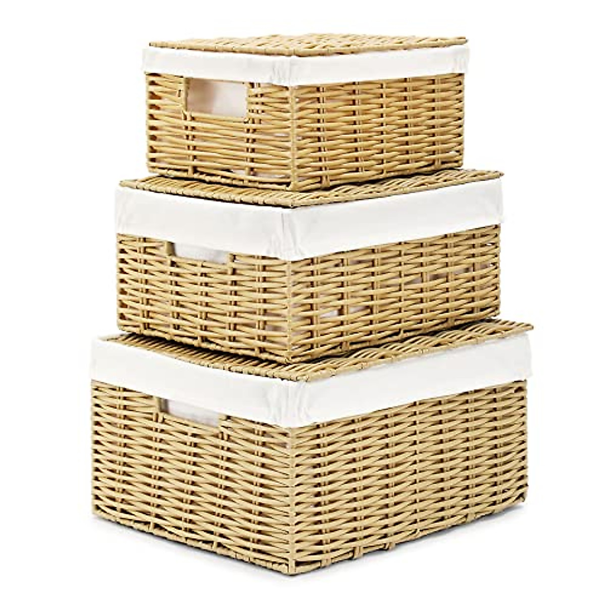 Plastic Woven Storage Bins With Lids Decorative Bathroom Closet Container Kids Toy Box Blanket Basket Small Wicker Shelves Nursery Trunk Baby Organizer Chest Photo Book Pantry Rattan Cube Room Storage