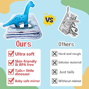 Richgv Baby Books Toys 0-6-12 Months, Baby Boy Gifts Touch and Feel Crinkle Books with Dino Doll, Newborn Infant Toys 6-9-12 Months, Carseat Toys Shower Gifts Baby Valentines Gifts Stocking Stuffers