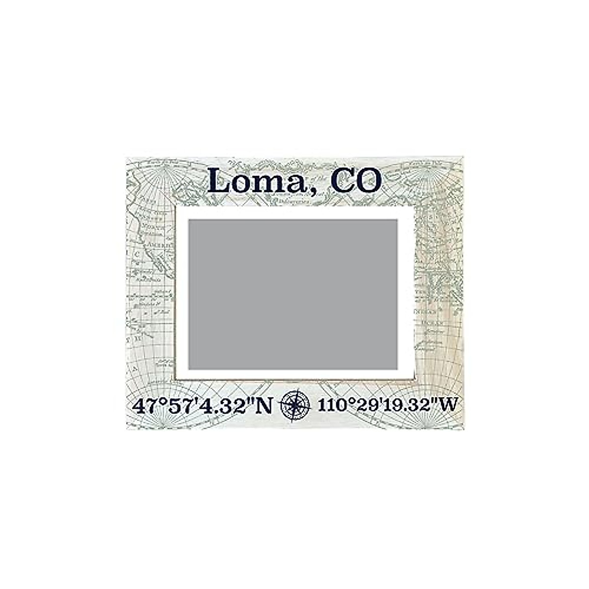 R and R Imports Loma Colorado Souvenir Wooden Photo Frame Compass Coordinates Design Matted to 4 x 6