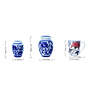Decorative Blue and White Lotus Pattern Porcelain Storage Container or Display Unit. Small