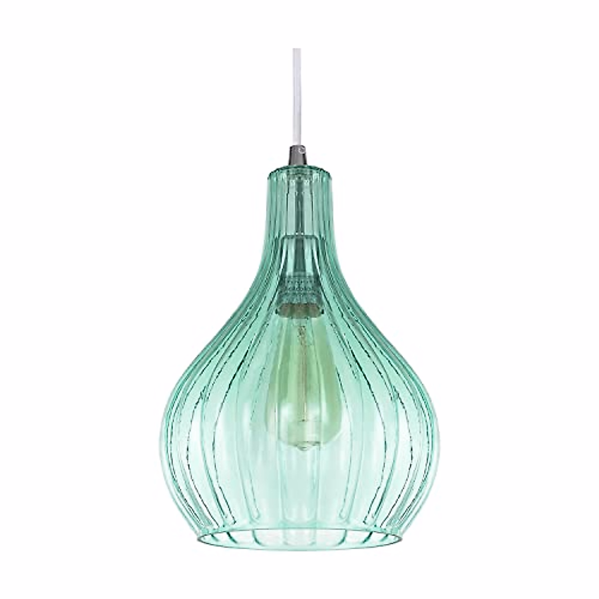 Aspen Creative 61039-1 Adjustable 1 Light Mini Pendant Ceiling Light, Transitional Design in Chrome Finish, Surf Green Glass Shade, 8 5/8" Wide