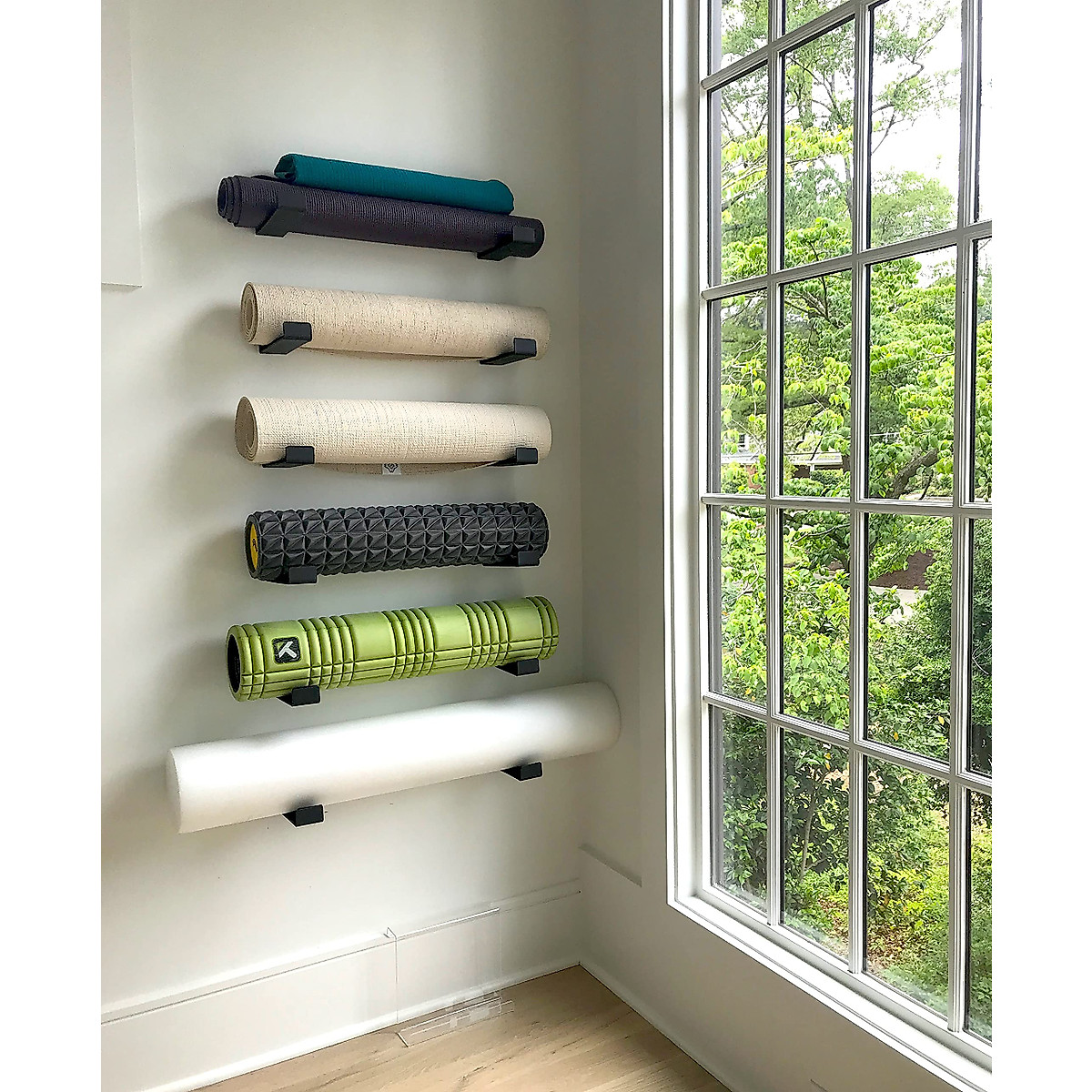 StoreYourBoard Yoga Mat Storage Rack, Foam Roller, Exercise Fitness Bands, Wall Hooks Gym Organizer
