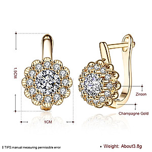 Fashion Small CZ Diamond Hoop Earrings For Women 14K Gold Flower Cubic Zirconia Leverback Studs Hypoallergenic
